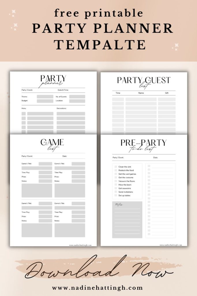 Free Printable Party Planning Template - Nadine Hattingh